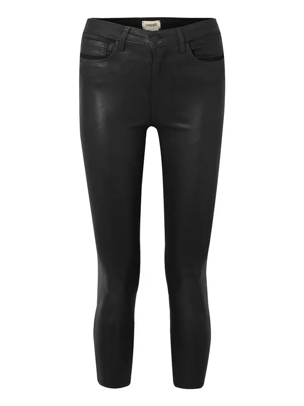 L'Agence Cropped High-rise Skinny Coated Jeans - No