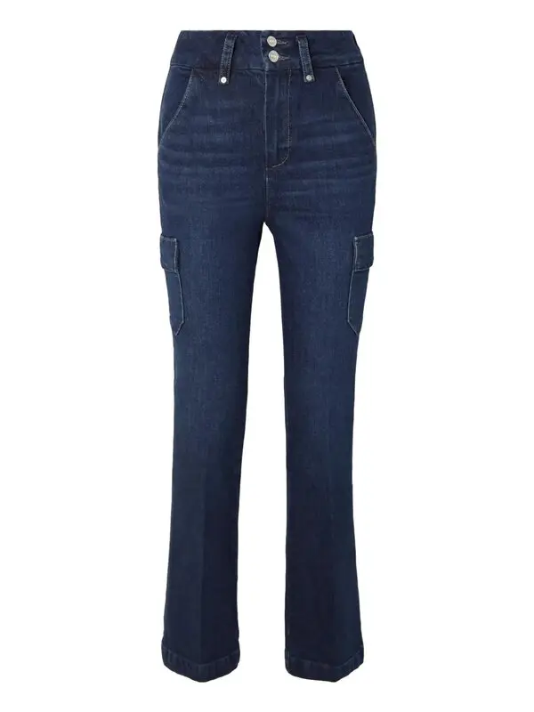 Paige High-rise Flared Cargo Jeans - Blue