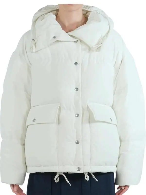 Prada Long Sleeve Hooded Down Coat - White