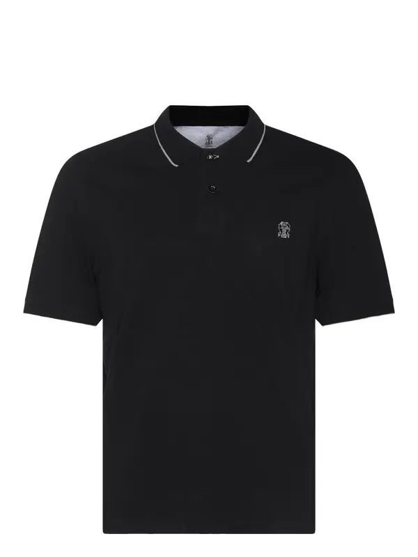 Brunello Cucinelli Logo-embroidered Short-sleeved Polo Shirt - Black