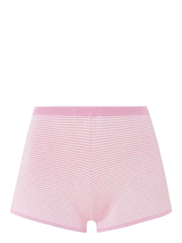 Calle Del Mar Striped Knitted Shorts - Pink