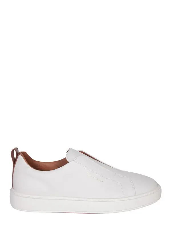 Santoni Round-toe Slip-on Sneakers - White