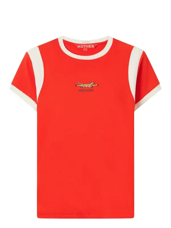 MOTHER The Boxy Goodie Embroidered Cotton-jersey T-shirt - Red