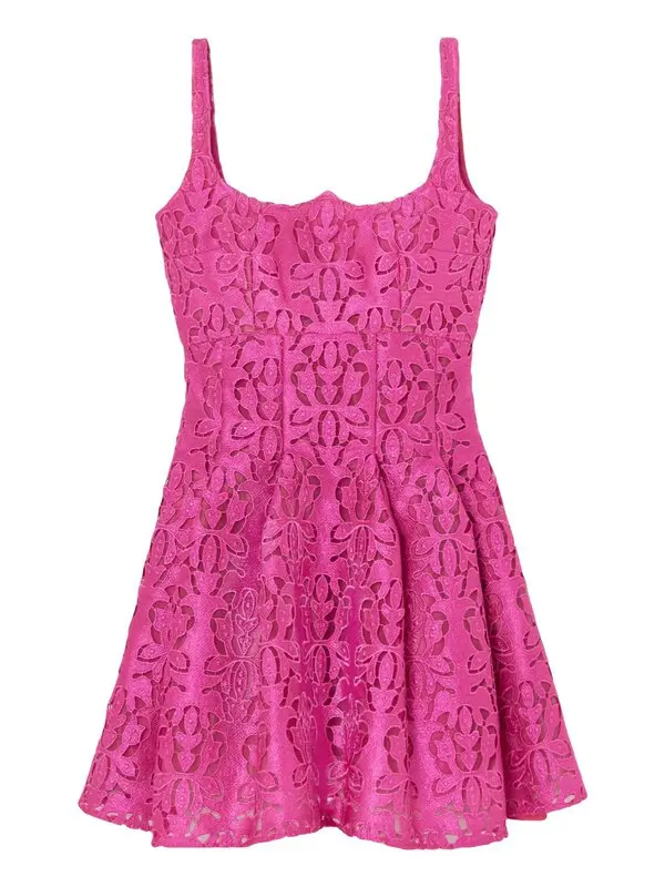 EMILIA WICKSTEAD Pleated Embossed Mini Dress - Pink