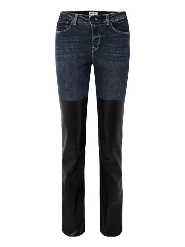L'Agence High-waisted Coated Flared Jeans - Black