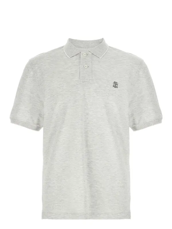 Brunello Cucinelli Logo-embroidered Short-sleeved Polo Shirt - Grey