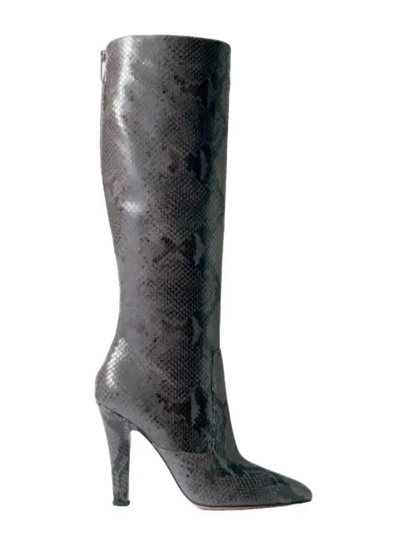 Paris Texas Snake-effect Leather Knee High Boots - Black