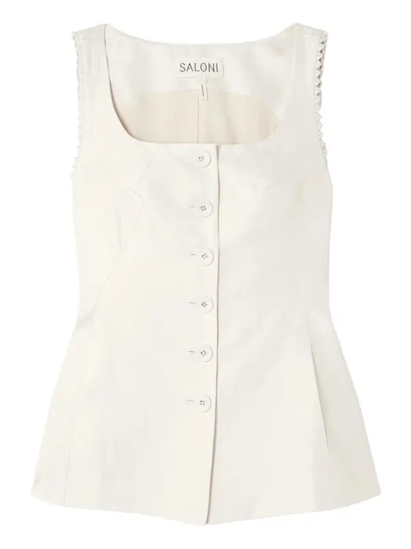 Saloni Sleeveless Fitted Waistcoat Top - No