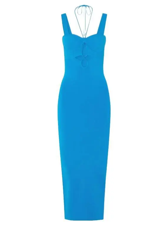 Galvan Cutout Stretch Midi Dress - Blue