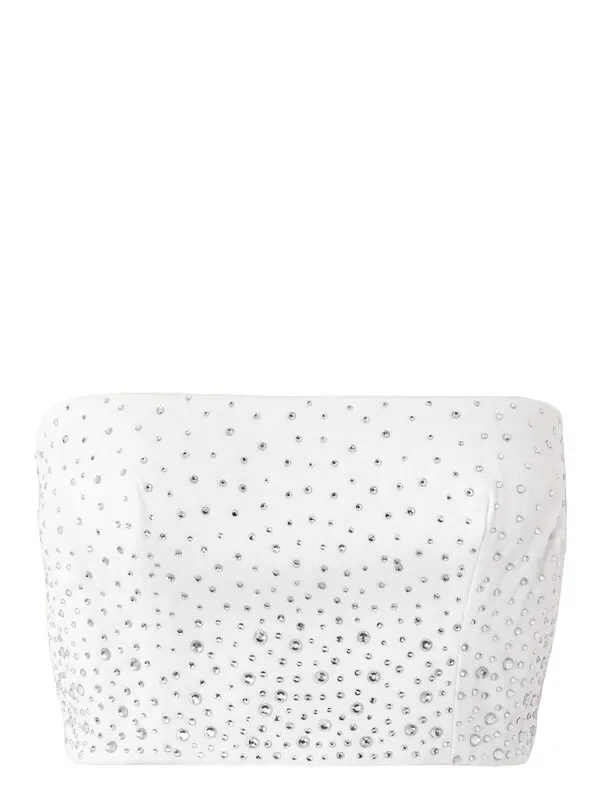 Alex Perry Crystal-embellished Mesh Cropped Strapless Top - No