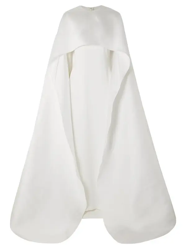 Solace Leni Cape-effect Crepe And Faille Gown - No