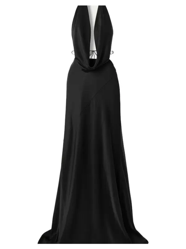 Alex Perry Halter Draped Maxi Gown - Black