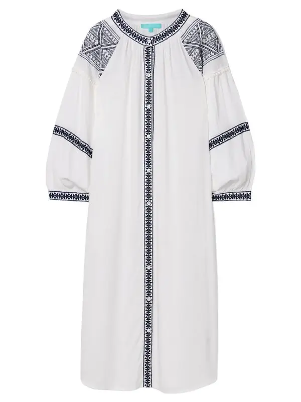 Melissa Odabash Belted Embroidered Voile Midi Dress - No