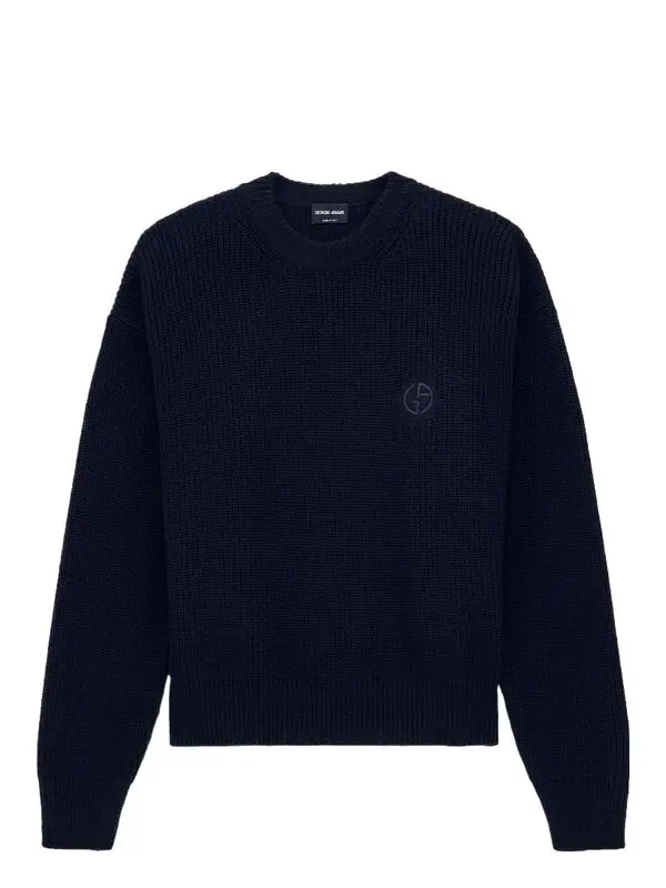 Giorgio Armani Virgin Wool Half Cardigan Stitch Sweater - Black