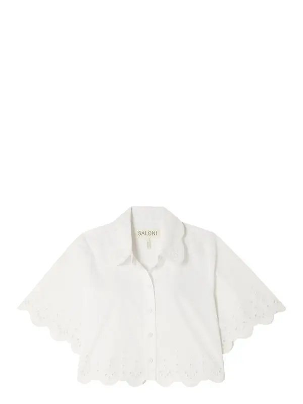 Saloni Dree Scalloped Broderie Anglaise Cotton-poplin Shirt - No