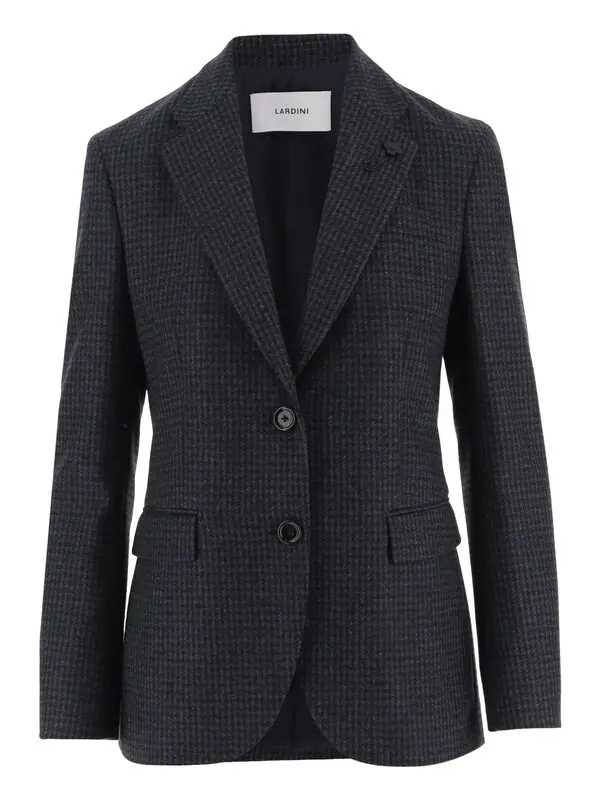 LARDINI Houndstooth Single-breasted Blazer - Black