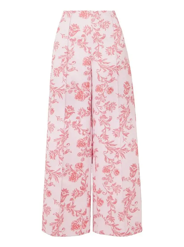 EMILIA WICKSTEAD Paneled Floral-print Wide-leg Pants - Pink