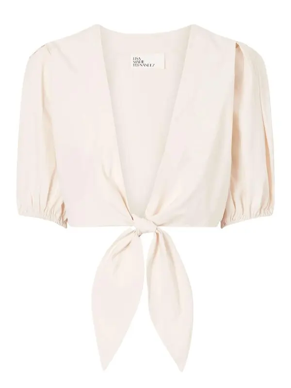Lisa Marie Fernandez Cropped Cotton-poplin Wrap Top - No
