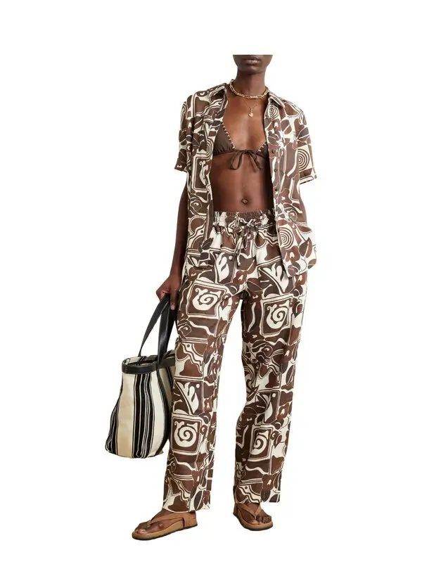 Mara Hoffman Printed Hemp Straight-leg Pants - Brown