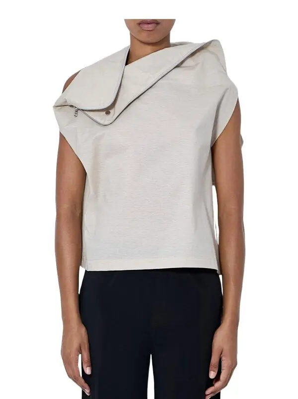 Issey Miyake Asymmetrical Zip Detail Sleeveless Top - No