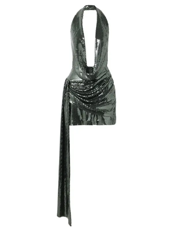 Alex Perry Sequin Draped Mini Dress - Black