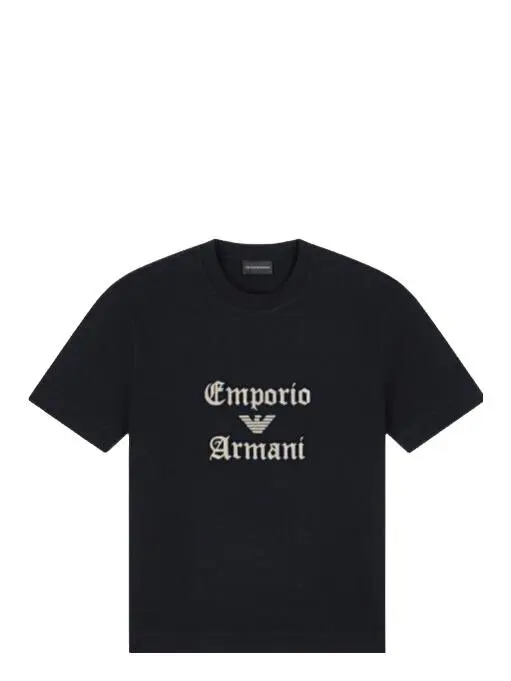 Emporio Armani Heavy Jersey T-shirt With Soft Embossed Logo - Black