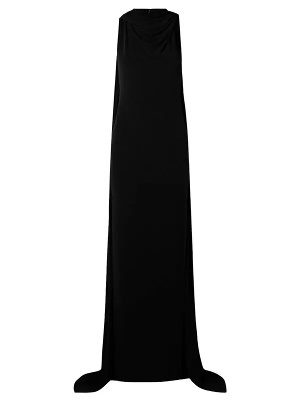 Brandon Maxwell Presley Maxi Gown With Cape Effect - Black