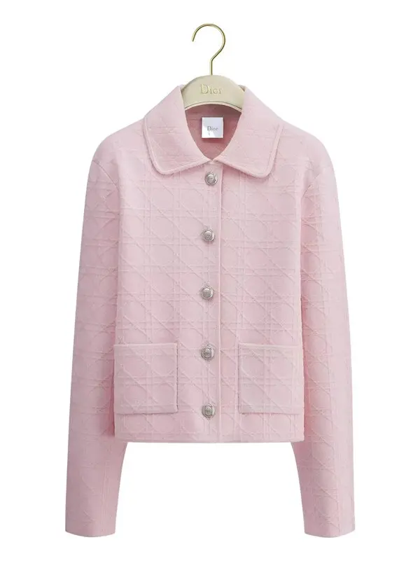 Dior Cannage Jacket With Écusson Buttons - Pink
