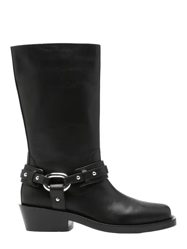 Rabanne Block Heel Ankle Boots With Buckle Fastening - Black