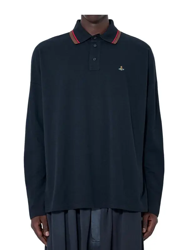 VIVIENNE WESTWOOD Logo Embroidered Polo Shirt - Black