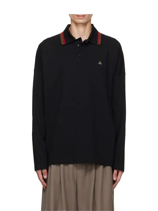 VIVIENNE WESTWOOD Logo Embroidered Polo Shirt - Black
