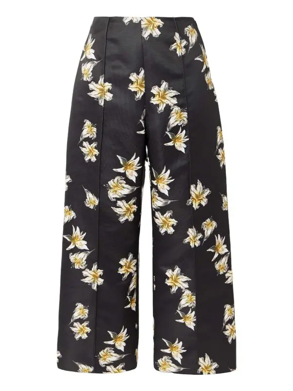 EMILIA WICKSTEAD Floral Print Wide-leg Pants - Black