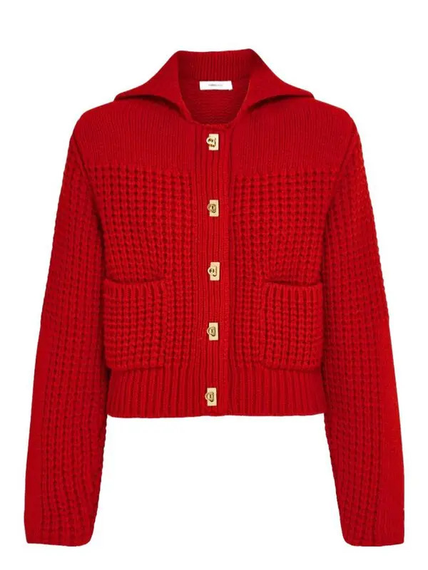 FERRAGAMO Cardigan With Gancini Buttons - Red
