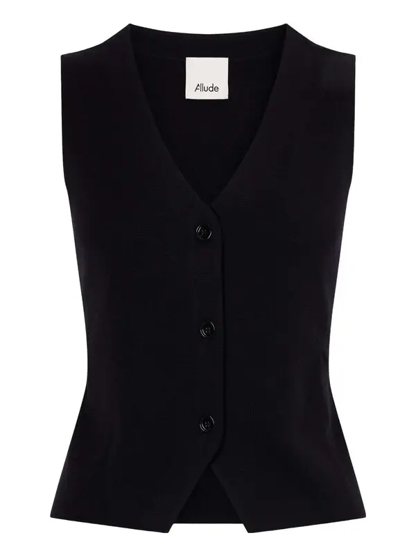 ALLUDE Wool Vest - Black