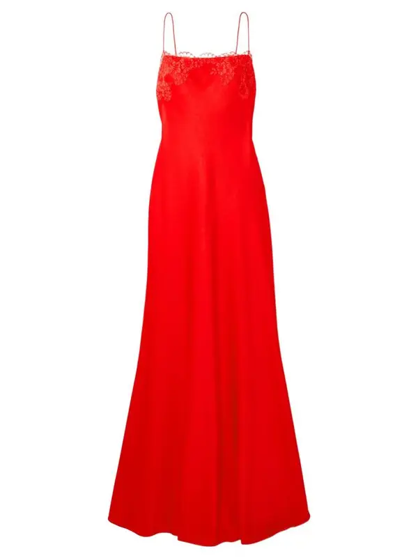 Alex Perry Long Evening Gown With Lace Trim - Red