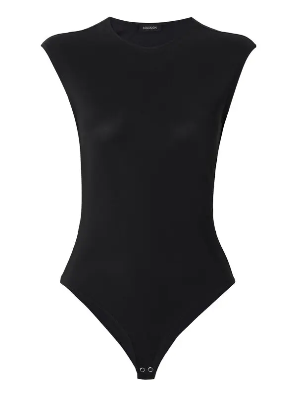 GOLDSIGN Cap Sleeve Stretch Jersey Bodysuit - Black