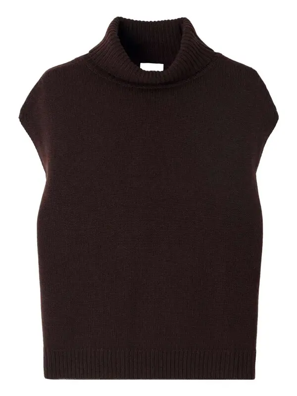 ALLUDE Wool And Cashmere-blend Turtleneck Tank - Black