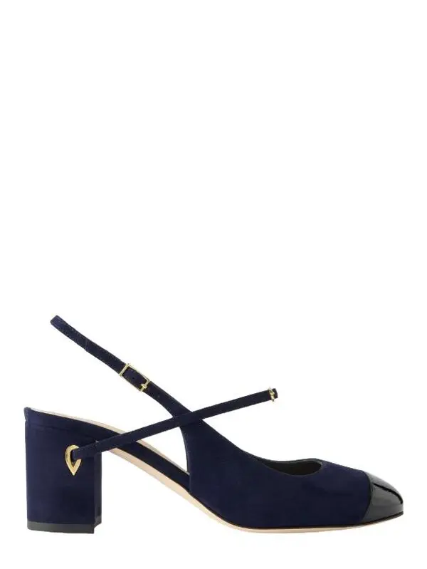 Jennifer Chamandi Suede Slingback Pumps With Patent Trim - Blue