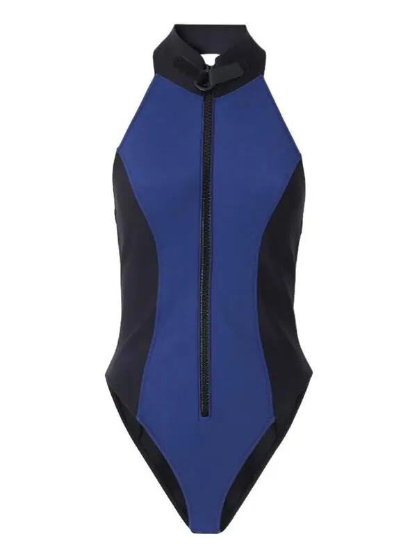 Lisa Marie Fernandez Zip-up High-cut One-piece Swimsuit - Blue