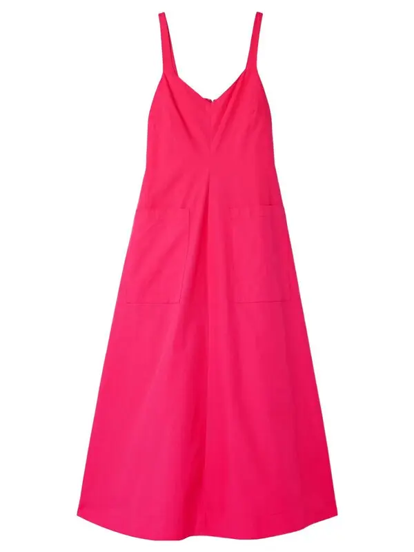 Rosie Assoulin Cotton Poplin V-neck Midi Dress - Pink