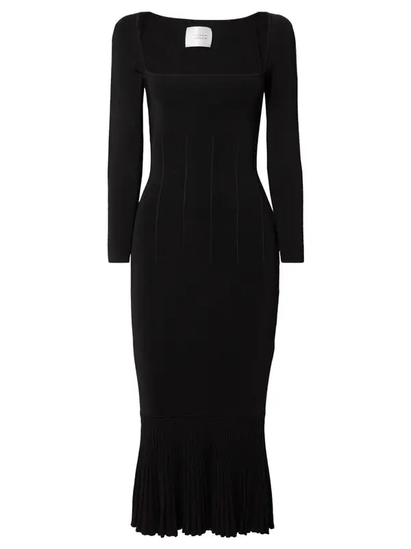Galvan Ribbed-knit Midi Dress - Black