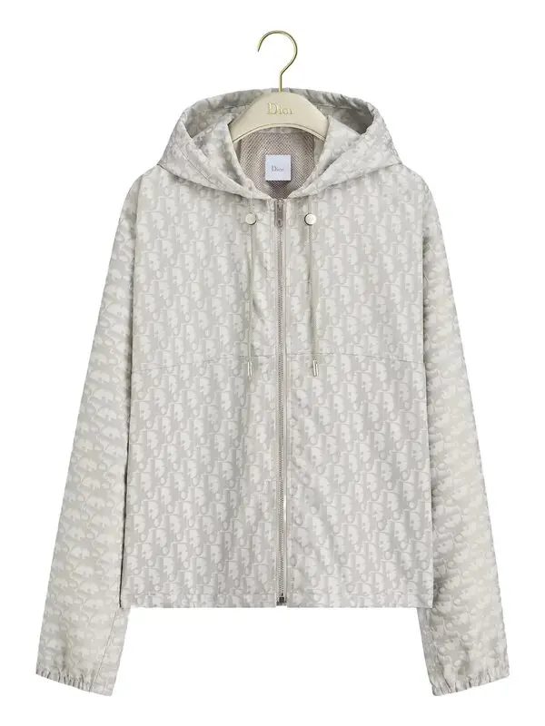 Dior Hooded Jacket With Oblique Motif - Grey