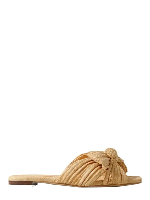 LOEFFLER RANDALL Bow-knot Pleated Raffia Slides - No