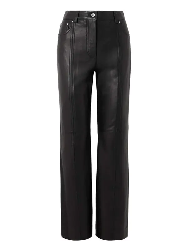Rabanne Leather Straight-leg Pants - Black