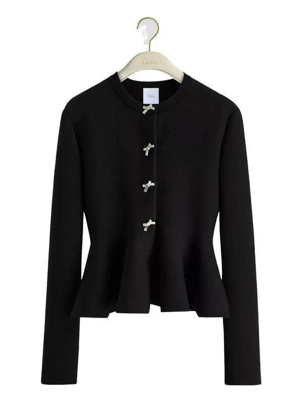 Dior Peplum Jacket With Bow Embellishments - Black