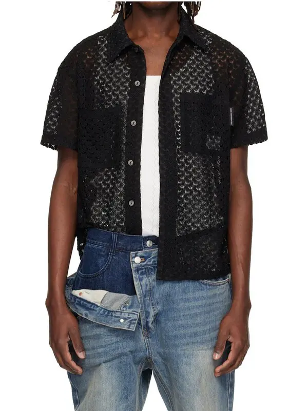Andersson Bell Open-knit Shirt - Black