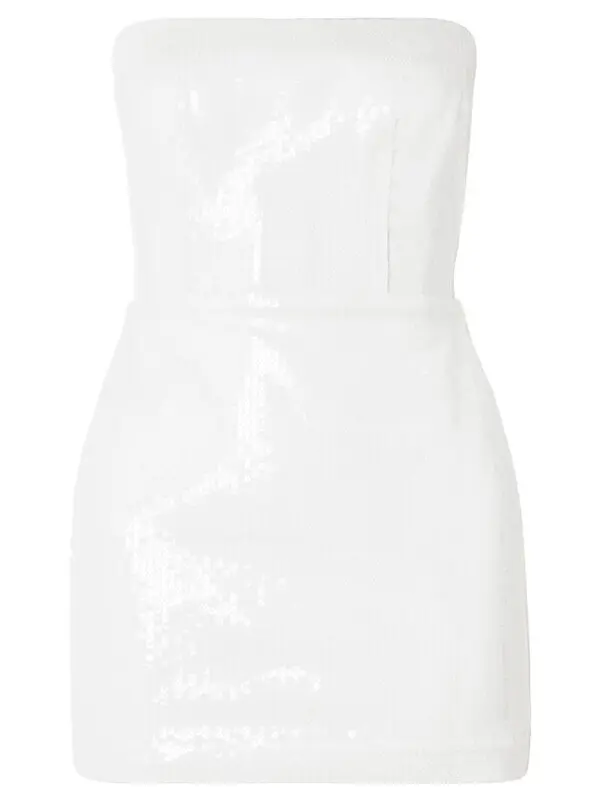 Alex Perry Strapless Sequin Mini Dress - White