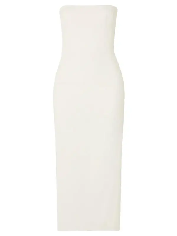 Alex Perry Strapless Crepe Midi Dress - White