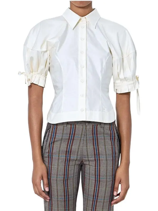 VIVIENNE WESTWOOD Button-down Poplin Shirt With Pleated Sleeves - White