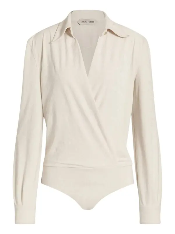 Alberta Ferretti Long Sleeve Lapel Collar Bodysuit - No